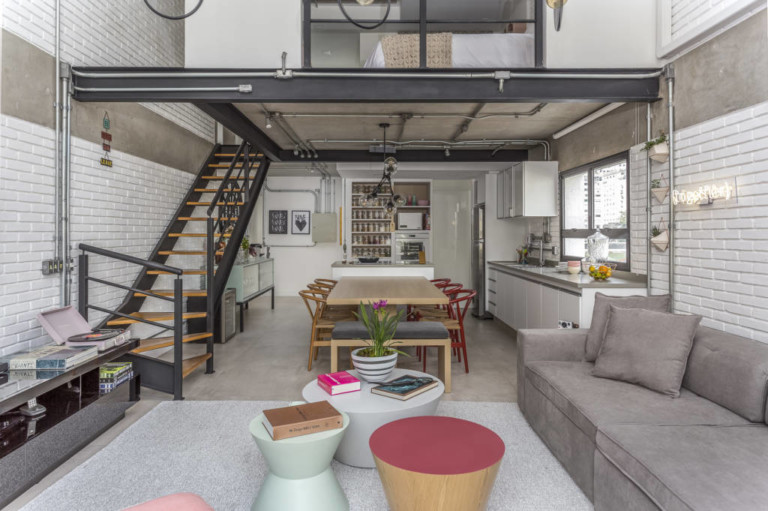 Cor rosa em loft com estilo industrial - Detalhes Mágicos